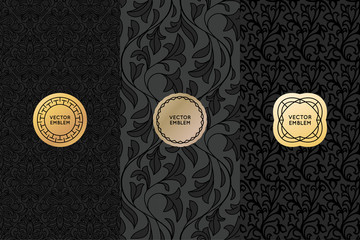 Sewing fabric with Vector set of design elements, labels and seamless ...