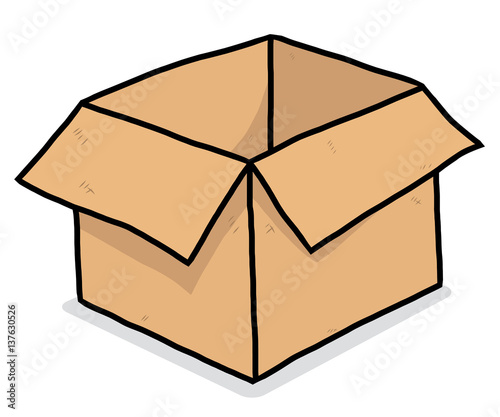 "brown open box / cartoon vector and illustration, hand drawn style ...