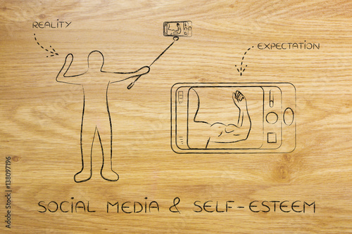 Social Media Body Image Expectations Vs Reality Stock