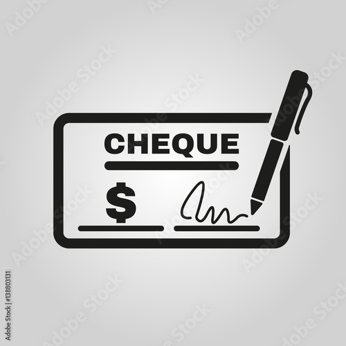 "Cheque icon. Bank and finance, pay symbol. Flat design. Stock - Vector ...