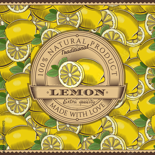 "Vintage Lemon Label On Seamless Pattern" Stock image and royalty-free ...