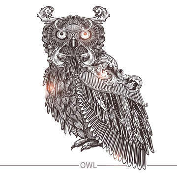Mechanical Owl Tattoo Designs