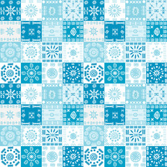 Sewing fabric with Blue background with ethnic motifs - CottonBee