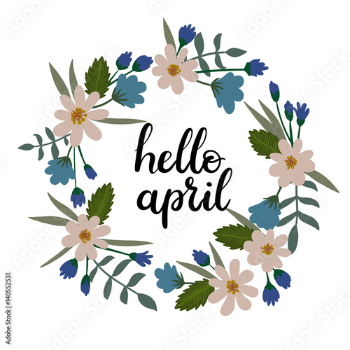 "Hello April Hand Lettering Inscription. Modern Calligraphy Greeting ...