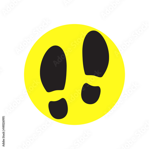 "Footprint on a yellow background, icon. Flat design. Abstract concept ...
