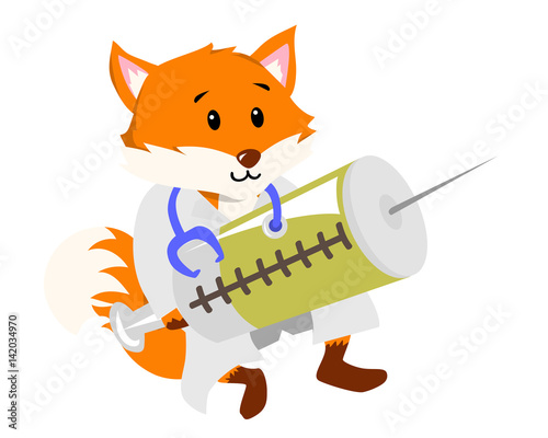 "Cute Fox Doctor Illustration Suitable for Education, Card, T-Shirt ...