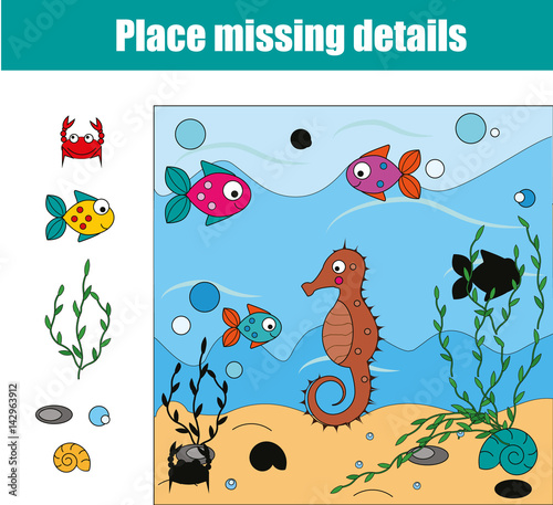 "Matching children educational game. Match pieces and complete the ...