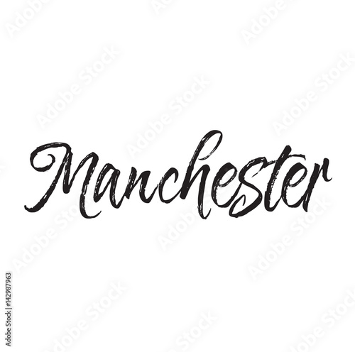 "manchester, text design. Vector calligraphy. Typography poster." Stock ...
