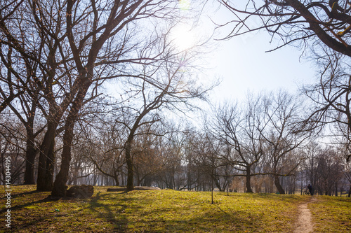 "Beautiful park in the center of the city in sunny weather in early ...