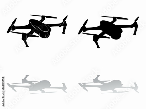 Silhouette Of A Drone Flying Vector Draw Stock Image And Royalty