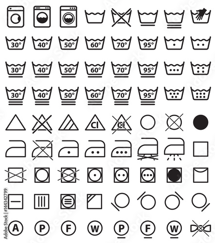 "laundry icons, washing symbols and signs for cloth" Stock image and ...