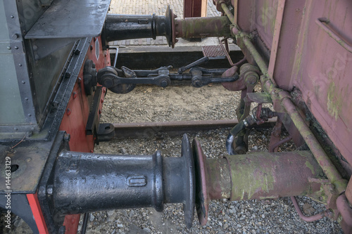 "Old style hook railway coupling and buffers for linking freight train ...