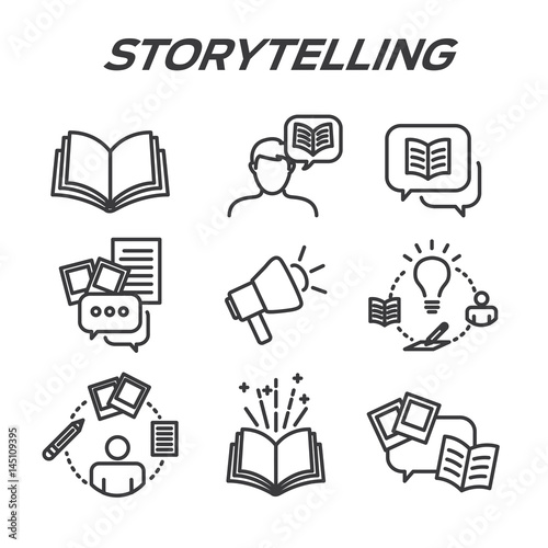 "Storytelling Icon Set with Speech Bubbles" Stock image and royalty ...