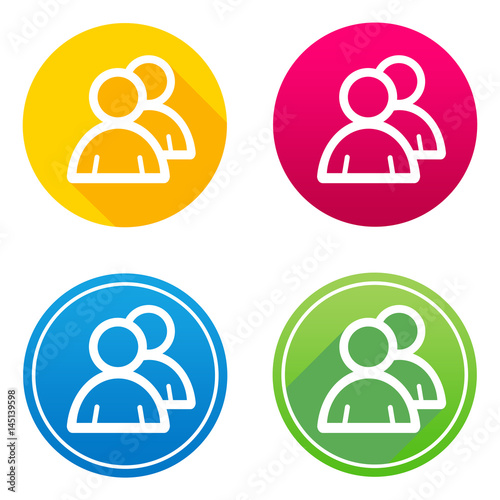 "Group flat icon in 4 different colors and versions, with or without ...