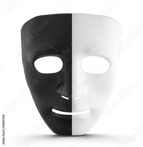 "The mask with two colors black and white isolate on white, concept of ...