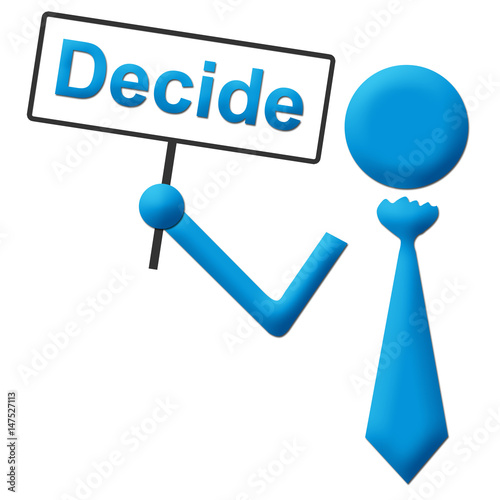 "Decide Blue Human Icon Holding Signboard " Stock photo and royalty ...