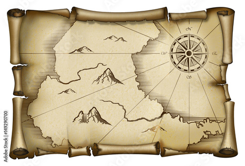"Old map scroll. Old map on a white background." photo libre de droits ...