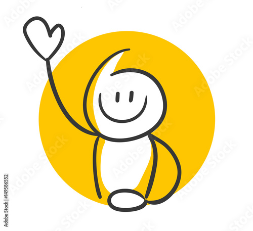 "Gelbe Strichfigur winkt mit der Hand" Stockfotos und lizenzfreie ...