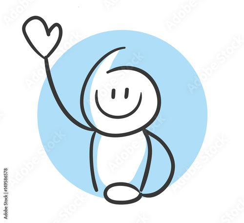 "Blaue Strichfigur winkt zur Begrüßung" Stockfotos und lizenzfreie ...