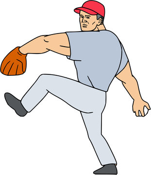 Animated Baseball Player Pitching