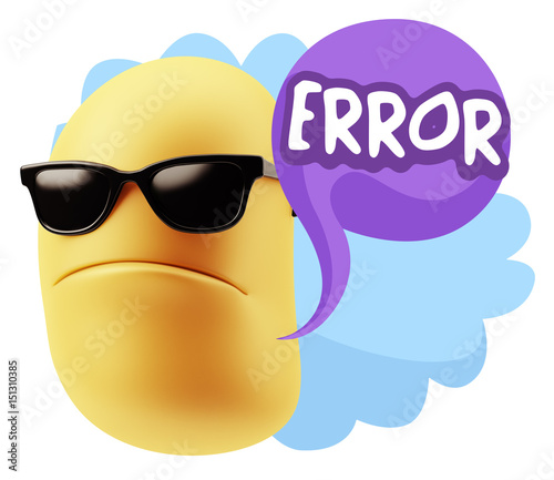 "3d Rendering Angry Character Emoji saying Error with Colorful Speech ...
