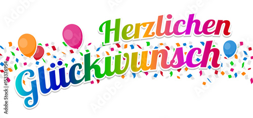"Herzlichen Glückwunsch mit Luftschlangen und Ballons Eps10 Vector ...