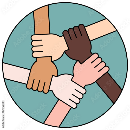 "Vector Illustration Of Five Human Hands Holding Eachother For ...
