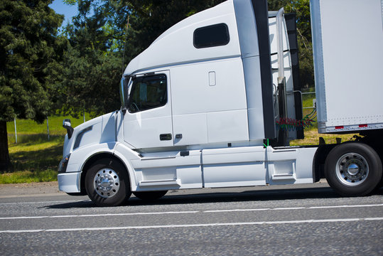 White Semi Truck Side View