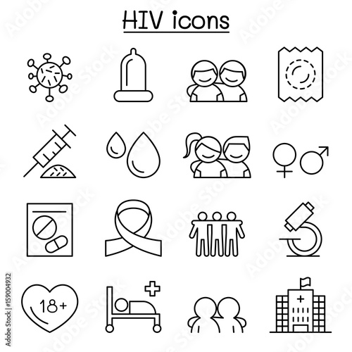 "AIDS ,HIV icon set in thin line style" Stock image and royalty-free vector files on Fotolia.com ...