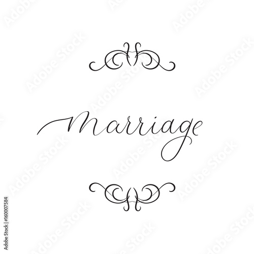 "Marriage. Hand lettering greeting card. Wedding modern calligraphy ...