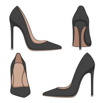 How To Draw Heels Front View