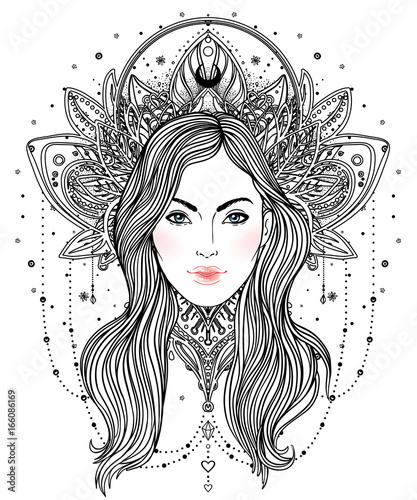 Tribal Fusion Boho Diva Beautiful Divine Girl With Ornate Crown
