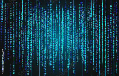 "Blue neon binary code on a black background" Stock image and royalty ...