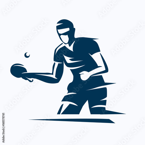 "table tennis player stylized vector silhouette, ping pong logo ...
