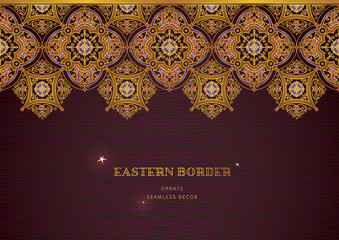 Sewing fabric with Vector vintage seamless border in Eastern style ...