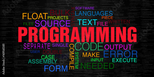 "Colorful Programming background and wallpaper on dark" Stock photo and ...