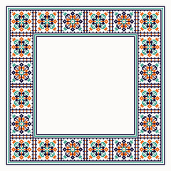 Sewing fabric with Stitch traditional ornament square border - CottonBee