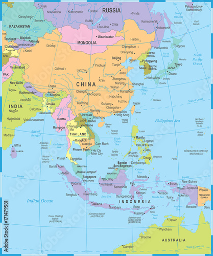 "East Asia Map - Vector Illustration" Stock image and royalty-free ...