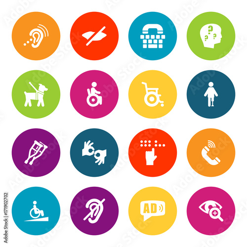 "Set Of 16 Accessibility Icons Set.Collection Of Universal Access, Ramp ...