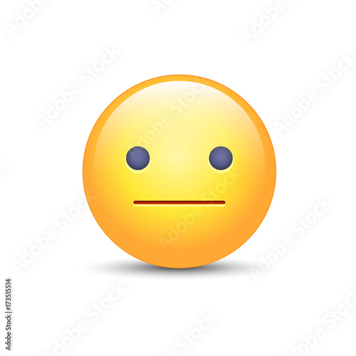 "Indifferent emoji cartoon icon. Expressionless emoticon face. Neutral ...