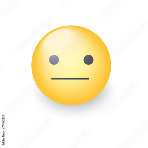 "Indifferent emoji cartoon icon. Expressionless emoticon face. Neutral ...
