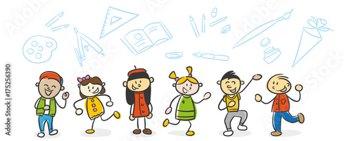 "Strichfiguren Schulkinder" Stockfotos und lizenzfreie Vektoren auf ...