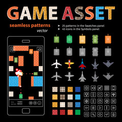 Sewing fabric with Game Asset Vector Seamless Patterns and Sprites ...