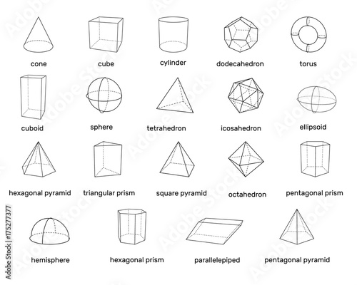 "Basic 3d geometric shapes. Isolated on white background. Vector ...
