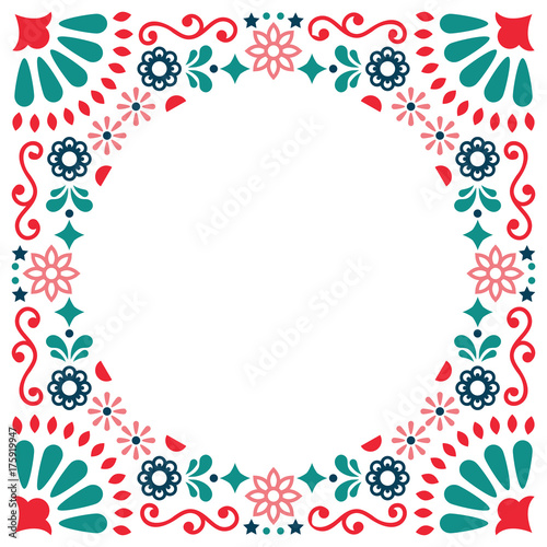 "Mexican folk vector greeting card, wedding or party invitation ...