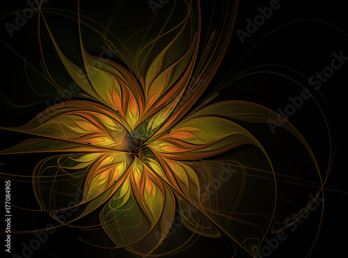 "Abstract autumn flower on a black background" Stock photo and royalty ...