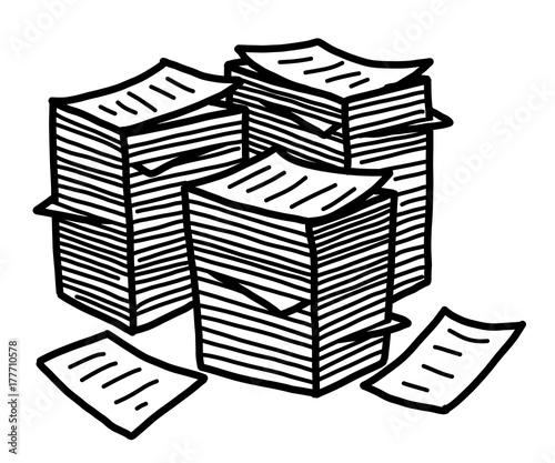 "paper stack / cartoon vector and illustration, black and white, hand ...