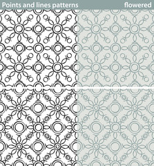 Sewing fabric with Points and lines patterns, flowered. Four seamless ...