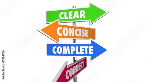 "Clear Concise Complete Correct Communication 4 Arrow Signs 3d ...
