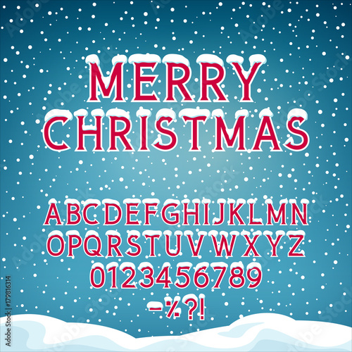 "Snow on the Letters, Winter Font, Holiday Background with Alphabet and ...